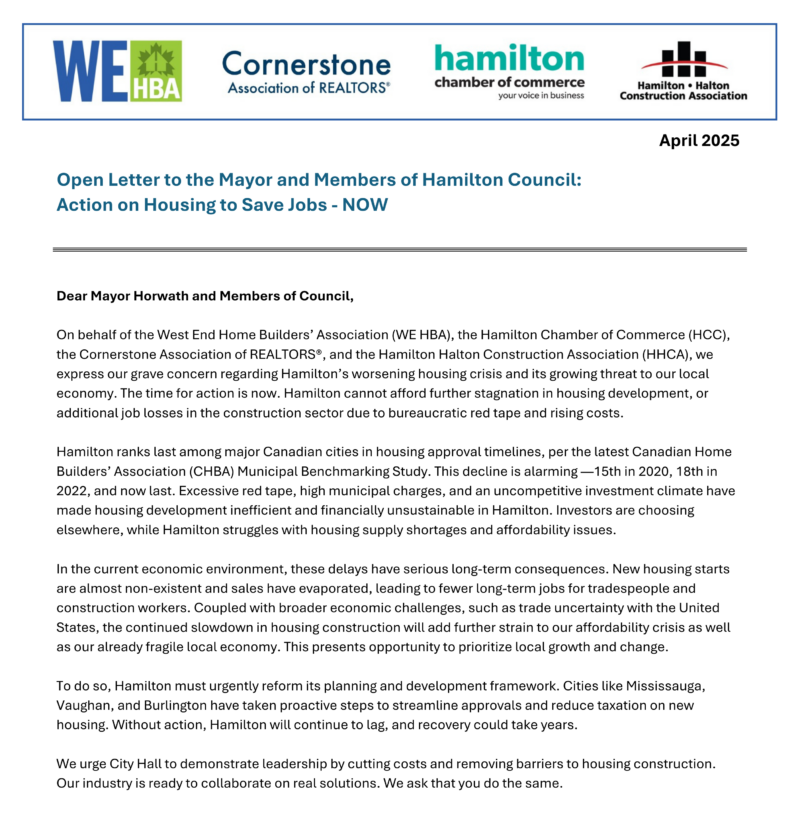 Open Letter to the Mayor and Members of Hamilton Council – WE HBA